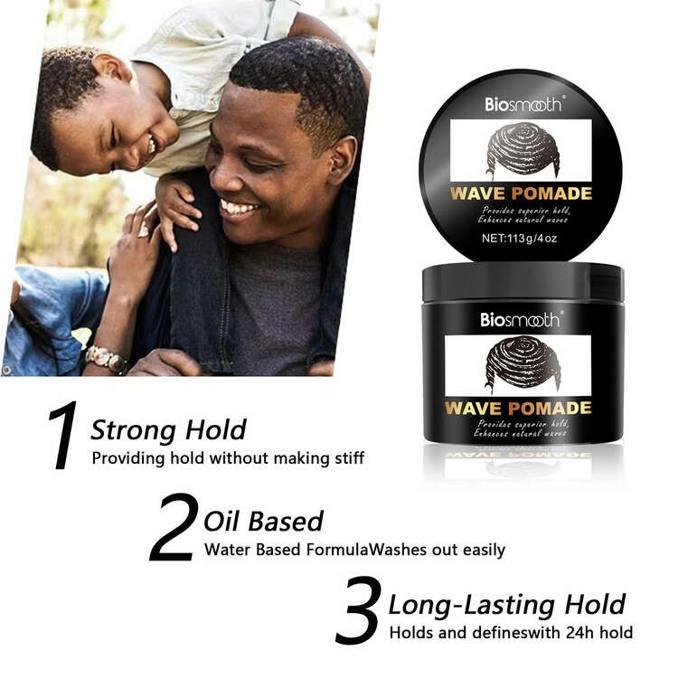 Wave Pomade for Men's Strong Hold and Layered Waves - Easy Wash Hair ...