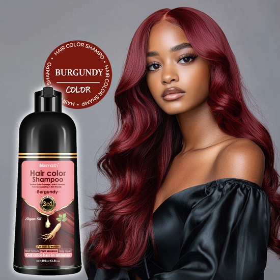 Biosmooth Burgundy 3-In-1 Hair Color Shampoo for Gray Hair Magic Hair ...